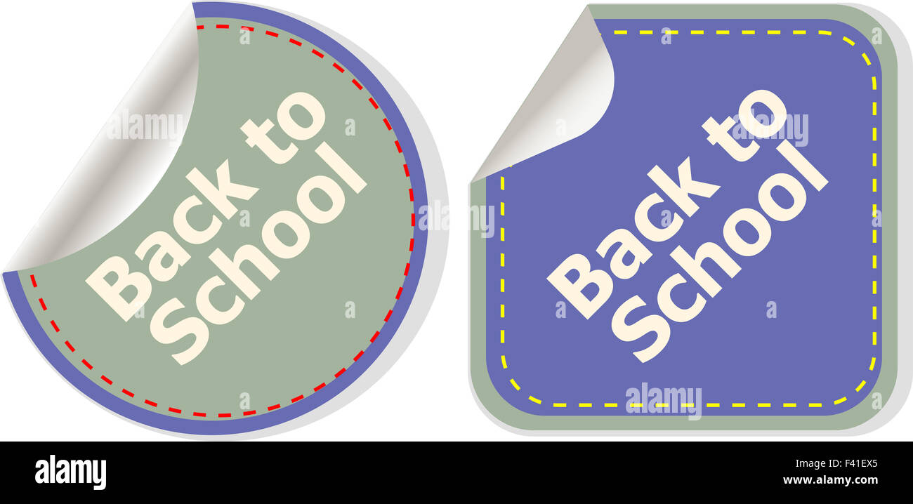 Back to school text on label tag stickers set isolated on white ...