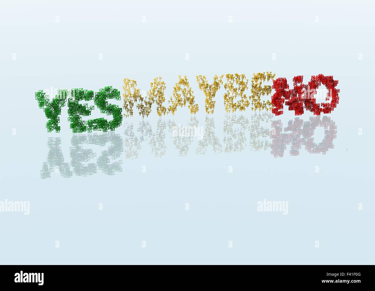 Three Dimensional word yes, no and maybe Stock Photo - Alamy