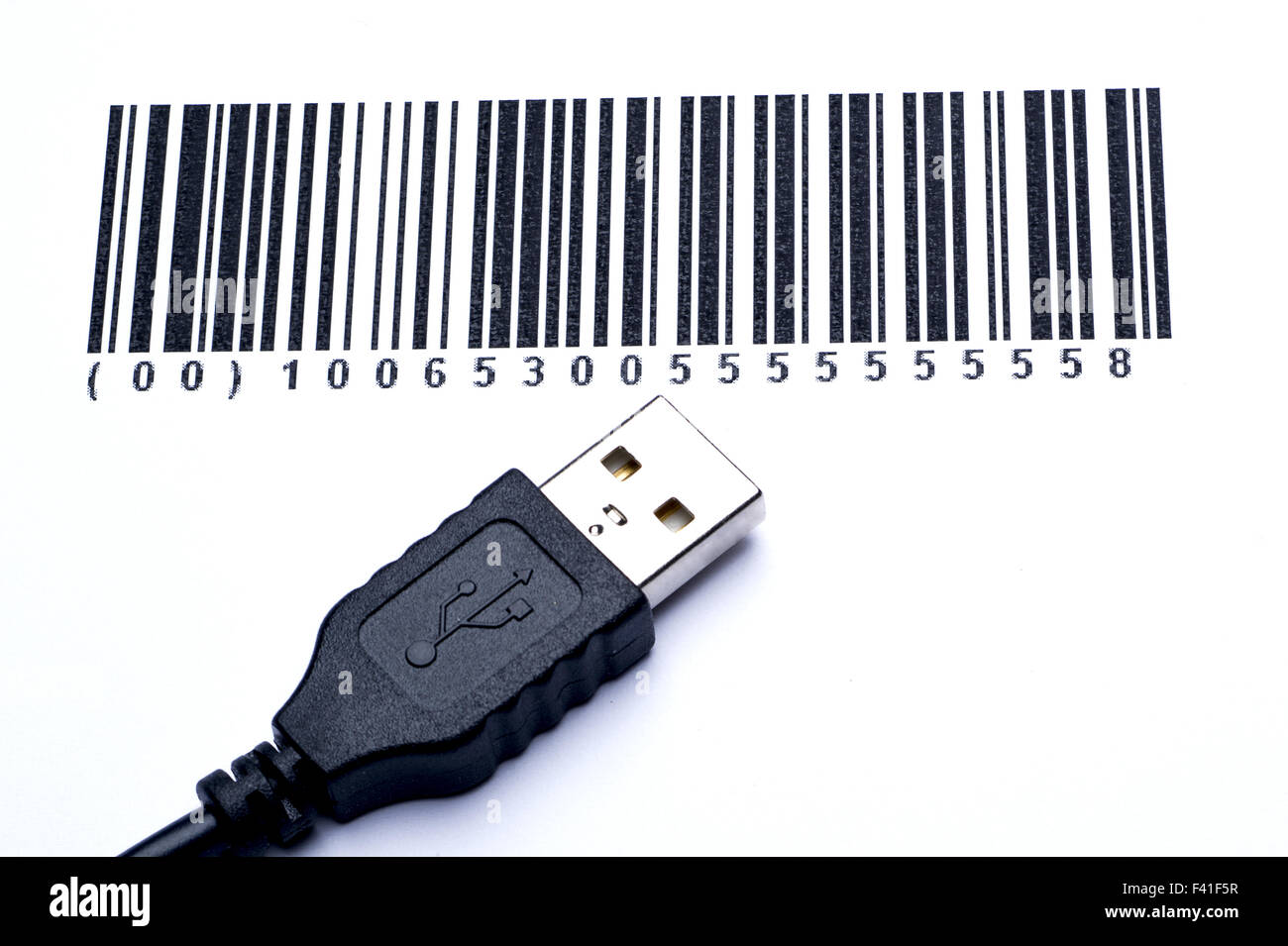Barcode with USB connector Stock Photo - Alamy
