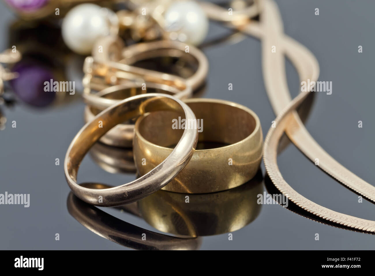 variety of gold jewelry Stock Photo - Alamy