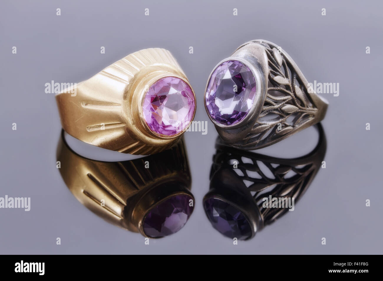 Two old ring from gold and silver Stock Photo - Alamy