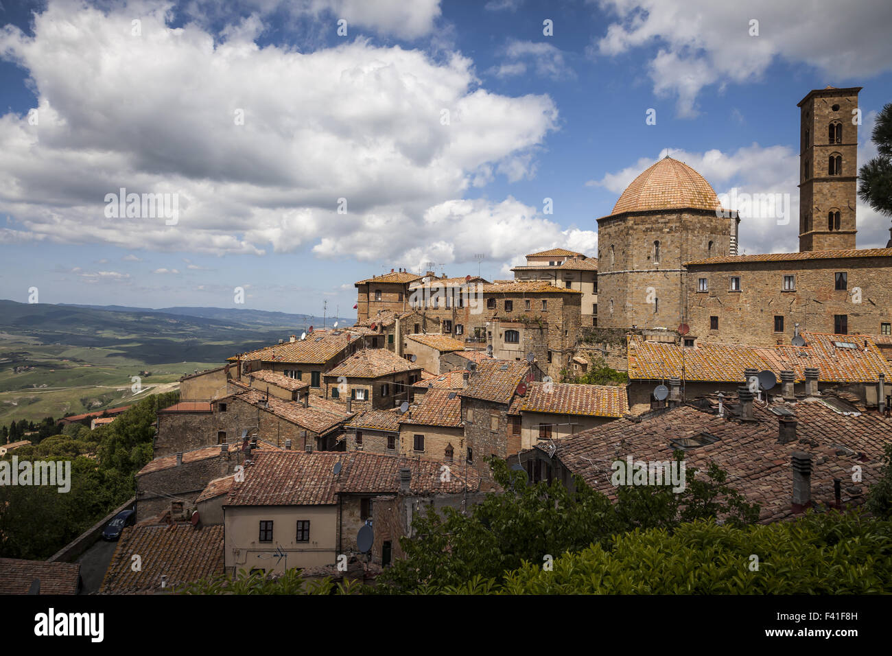 Volterra, Cathedral and tower, Tuscany, Italy Stock Photo - Alamy