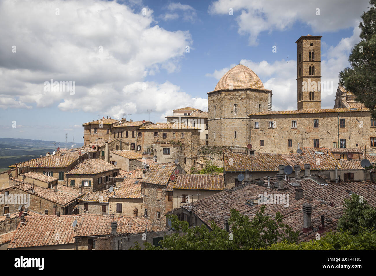 Volterra, Cathedral and tower, Tuscany, Italy Stock Photo - Alamy