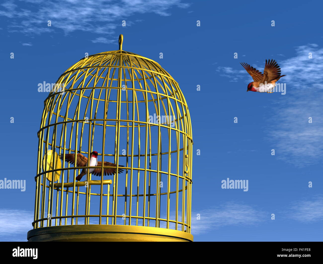 Freedom versus prison - 3D render Stock Photo - Alamy