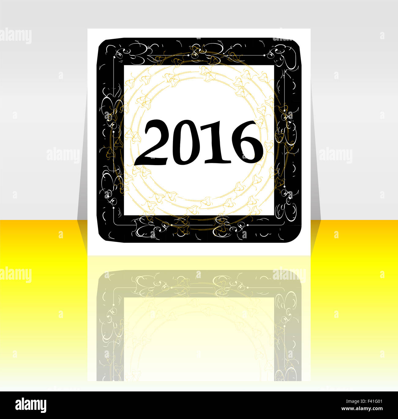 Happy new year 2016 symbol with calligraphic design on abstract ...