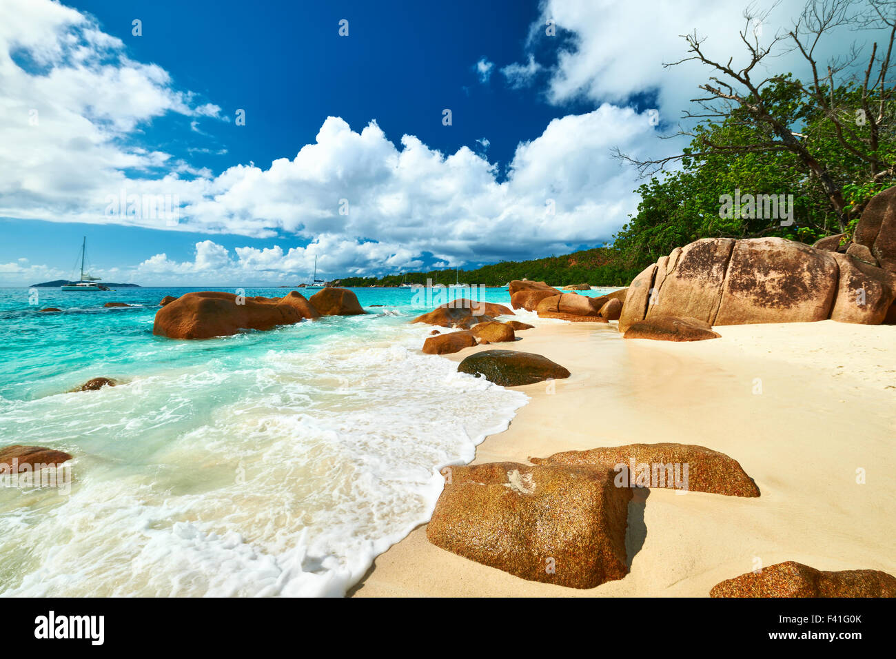 Beautiful beach at Seychelles Stock Photo - Alamy