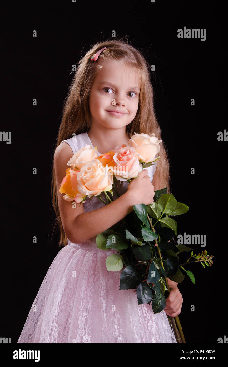 Beautiful girl big bouquet hi-res stock photography and images - Alamy