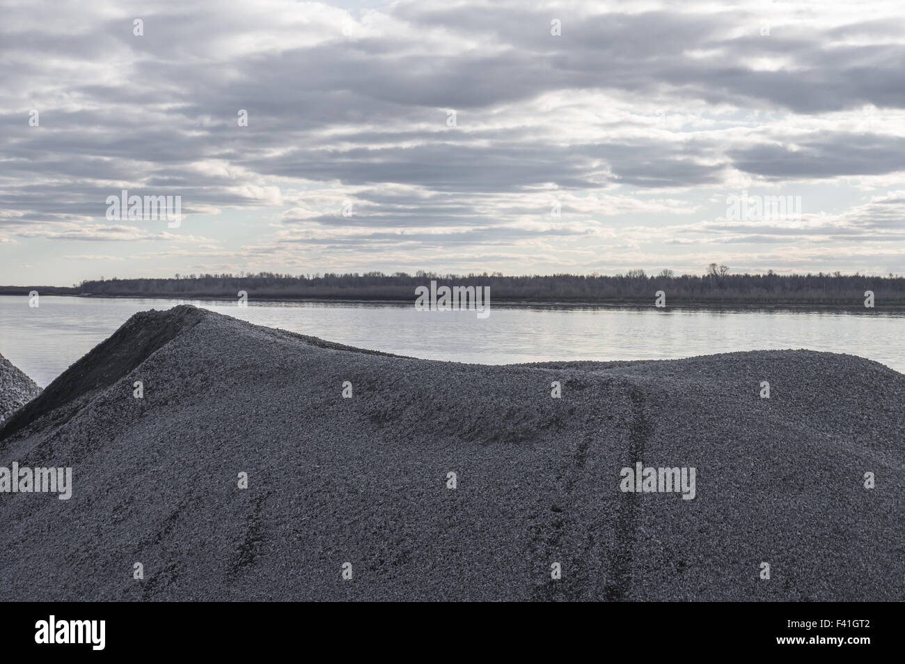 Grey rubble natural gravel big pile Stock Photo - Alamy