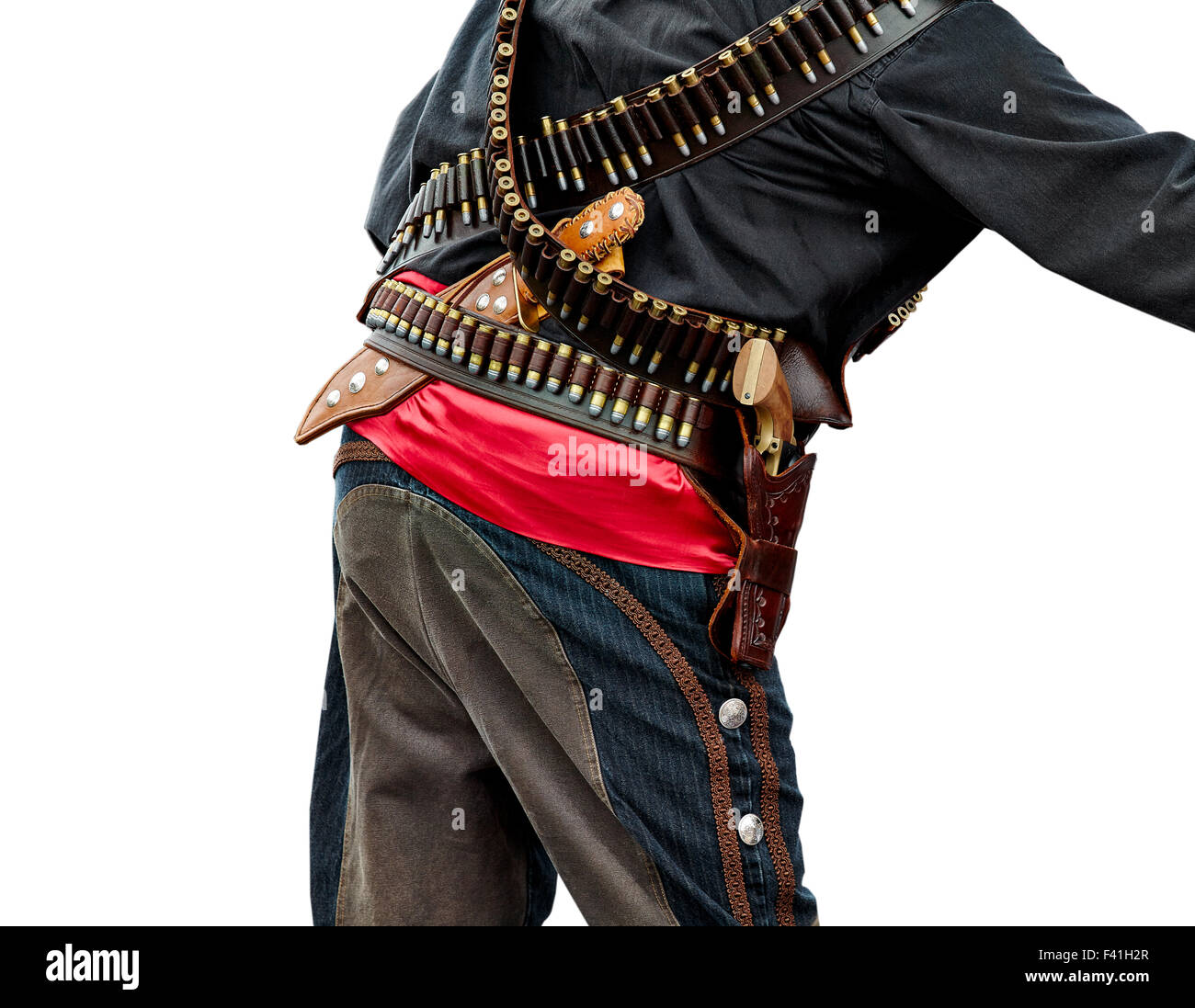 Mexican Cowboy with pistol, bullets and knife Stock Photo - Alamy