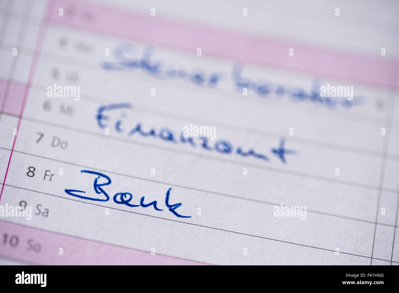 calendar entry finance Stock Photo - Alamy