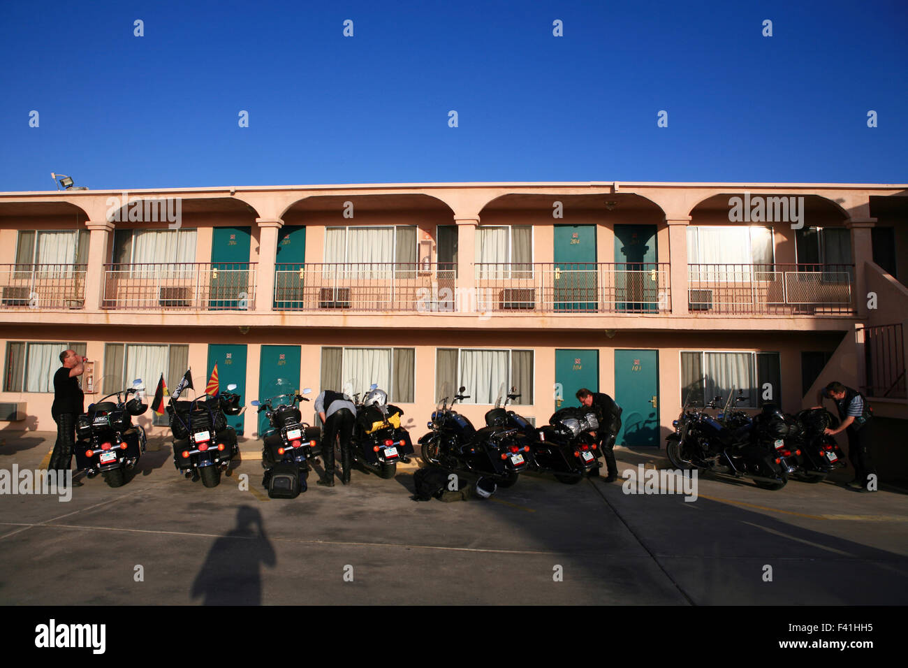 motorbikes infront of a motel Stock Photo - Alamy