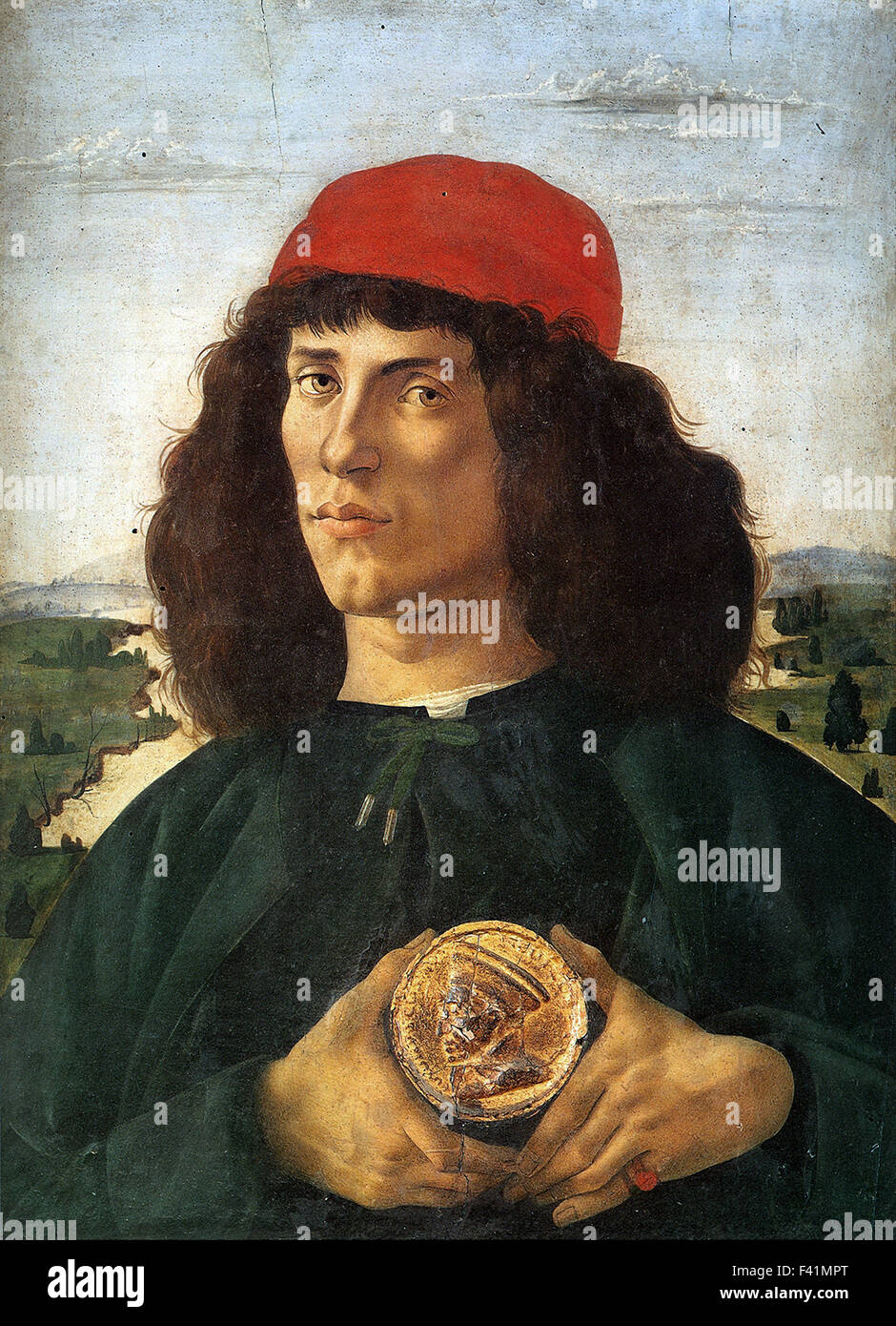 Sandro Botticelli - Portrait of a Young Man with a Medal Stock Photo ...