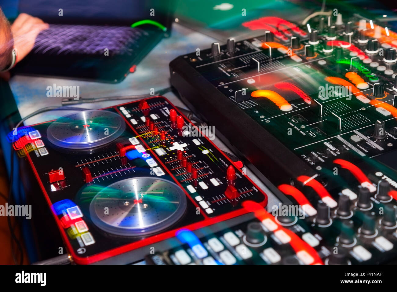 DJ stand in the club glow Stock Photo - Alamy