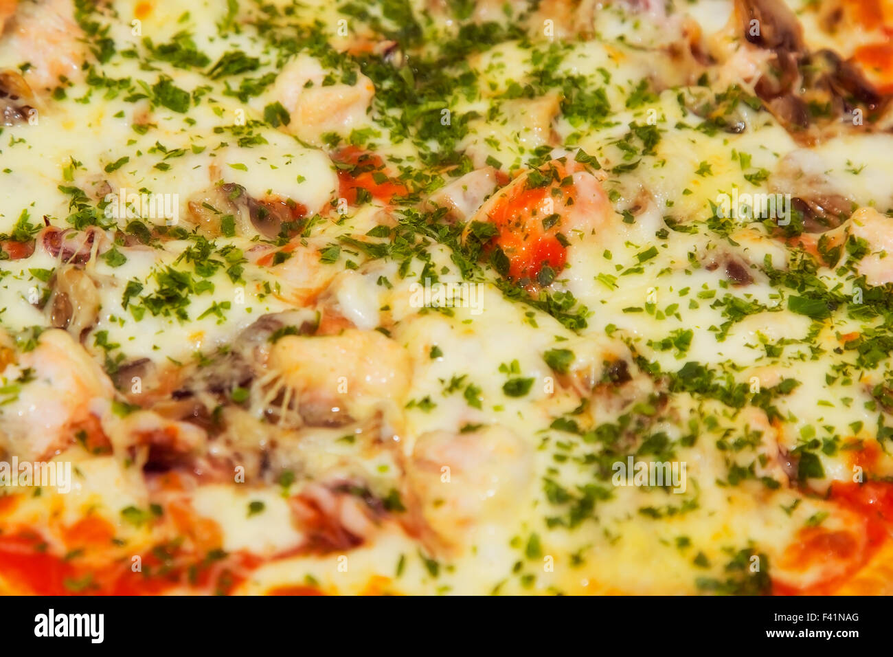 freshly cooked pizza with seafood Stock Photo - Alamy