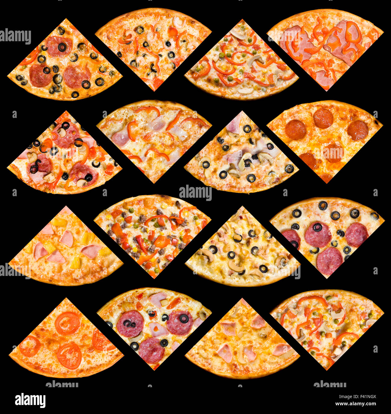pizza quarters set, isolated Stock Photo - Alamy