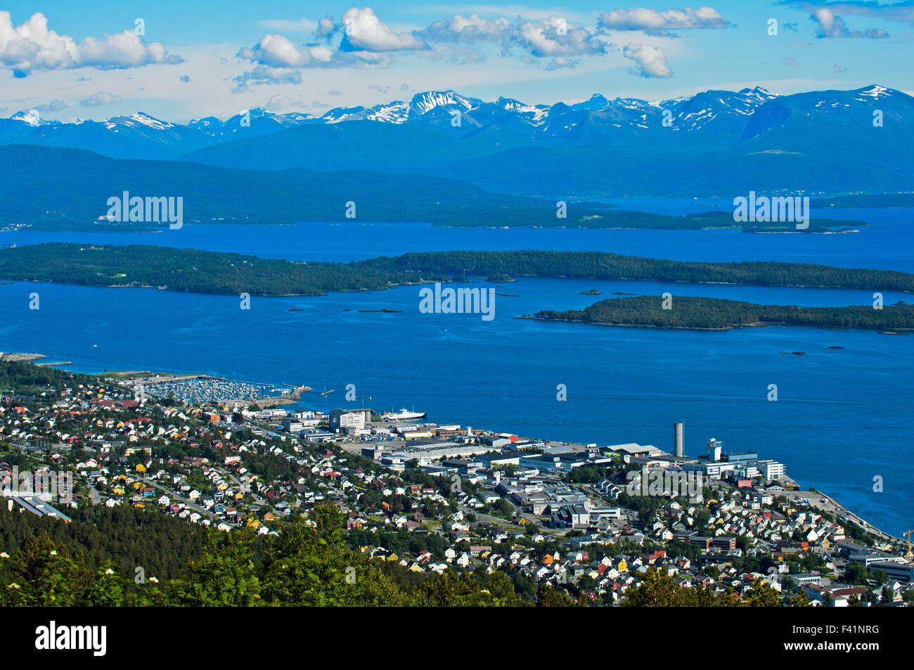View of Molde on Moldefjord shore, Møre og Romsdal province, Norway ...