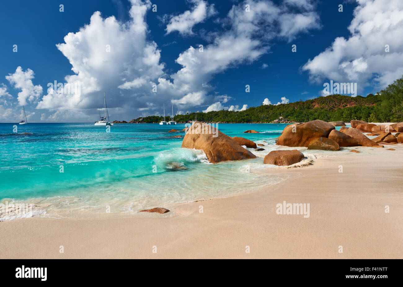 Beautiful beach at Seychelles Stock Photo - Alamy