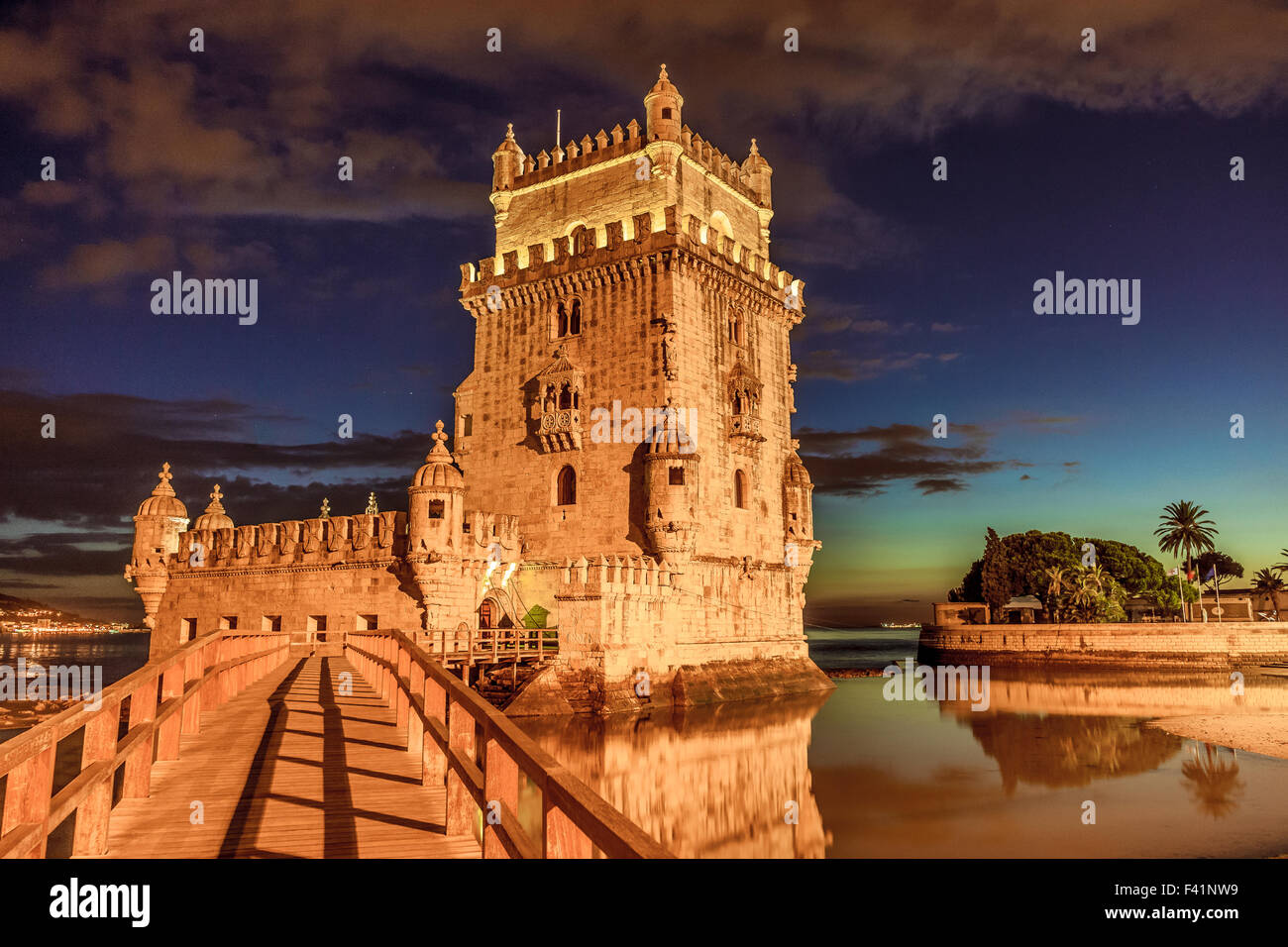 Leading to the Belem Tower during a multi-colored sunset. October, 2015 ...