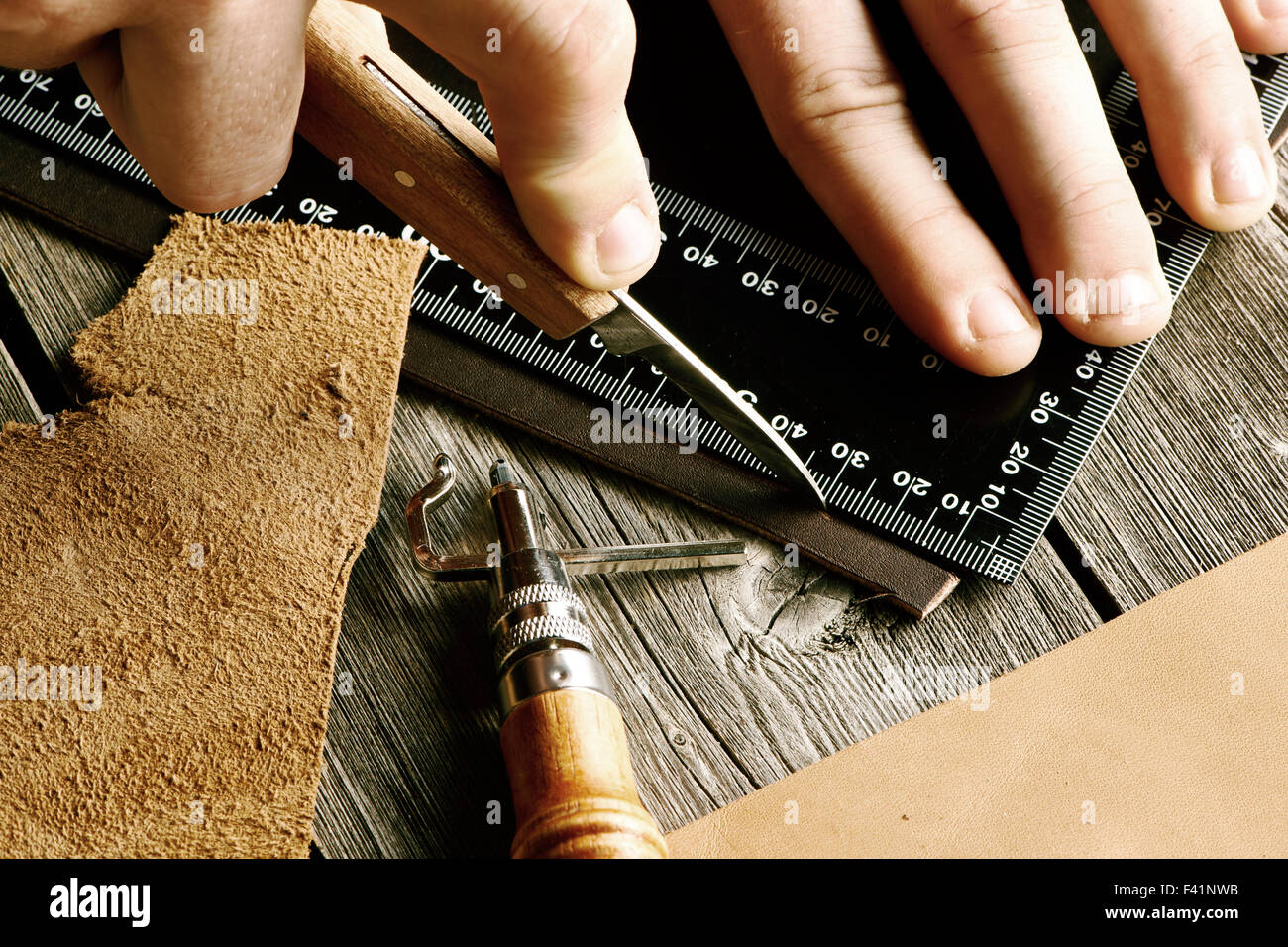 Leather crafting tools Stock Photo - Alamy