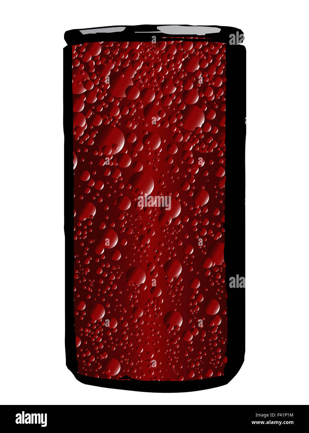 A cutaway drinks can with cola bubbles on a white background Stock ...