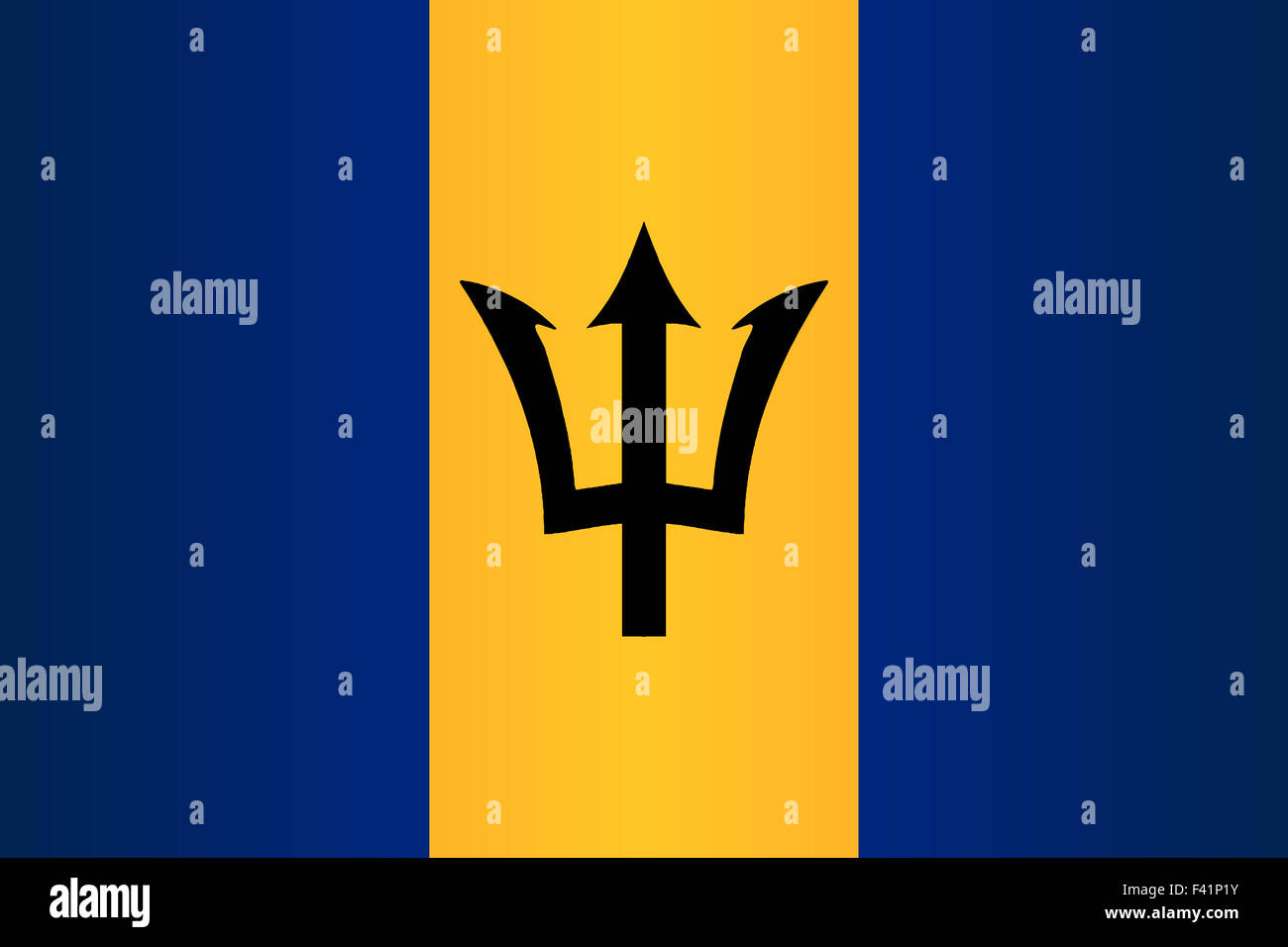 Barbados flag with trident in blue and yellow Stock Photo - Alamy