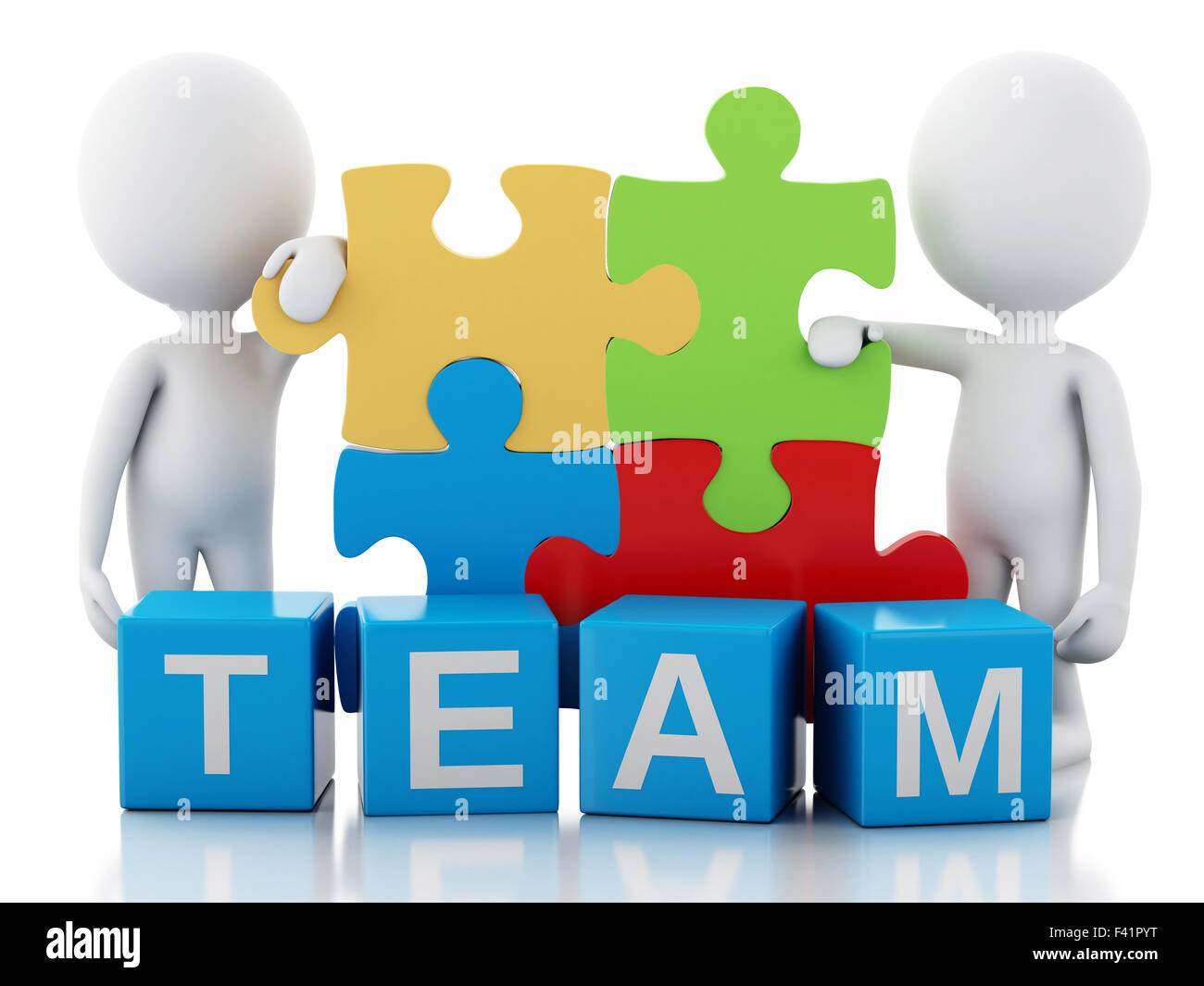 3d white people work together. Team concept Stock Photo - Alamy