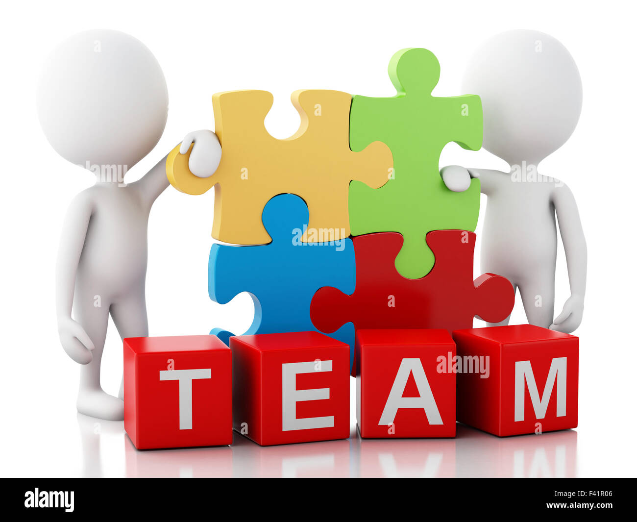 3d white people work together. Team conceptr Stock Photo - Alamy