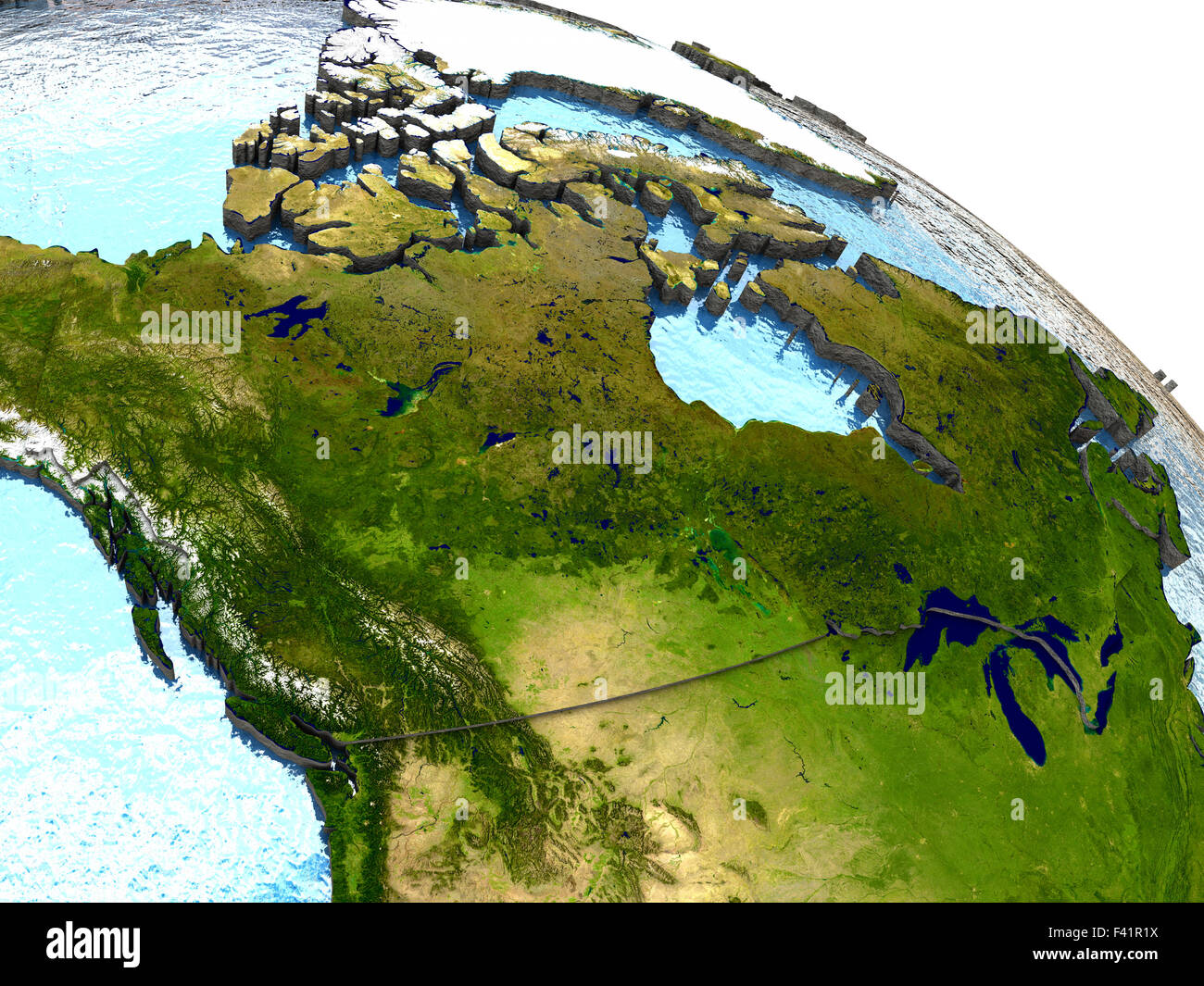 Canada on highly detailed planet Earth with embossed continents and ...