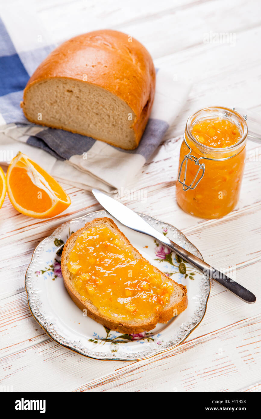 Slices of bread with jam Stock Photo - Alamy