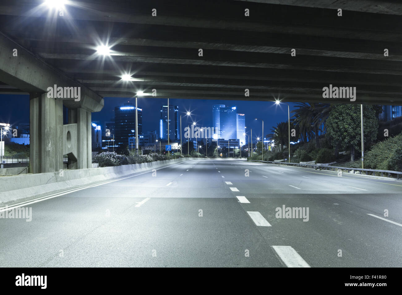 Empty freeway at night Stock Photo - Alamy