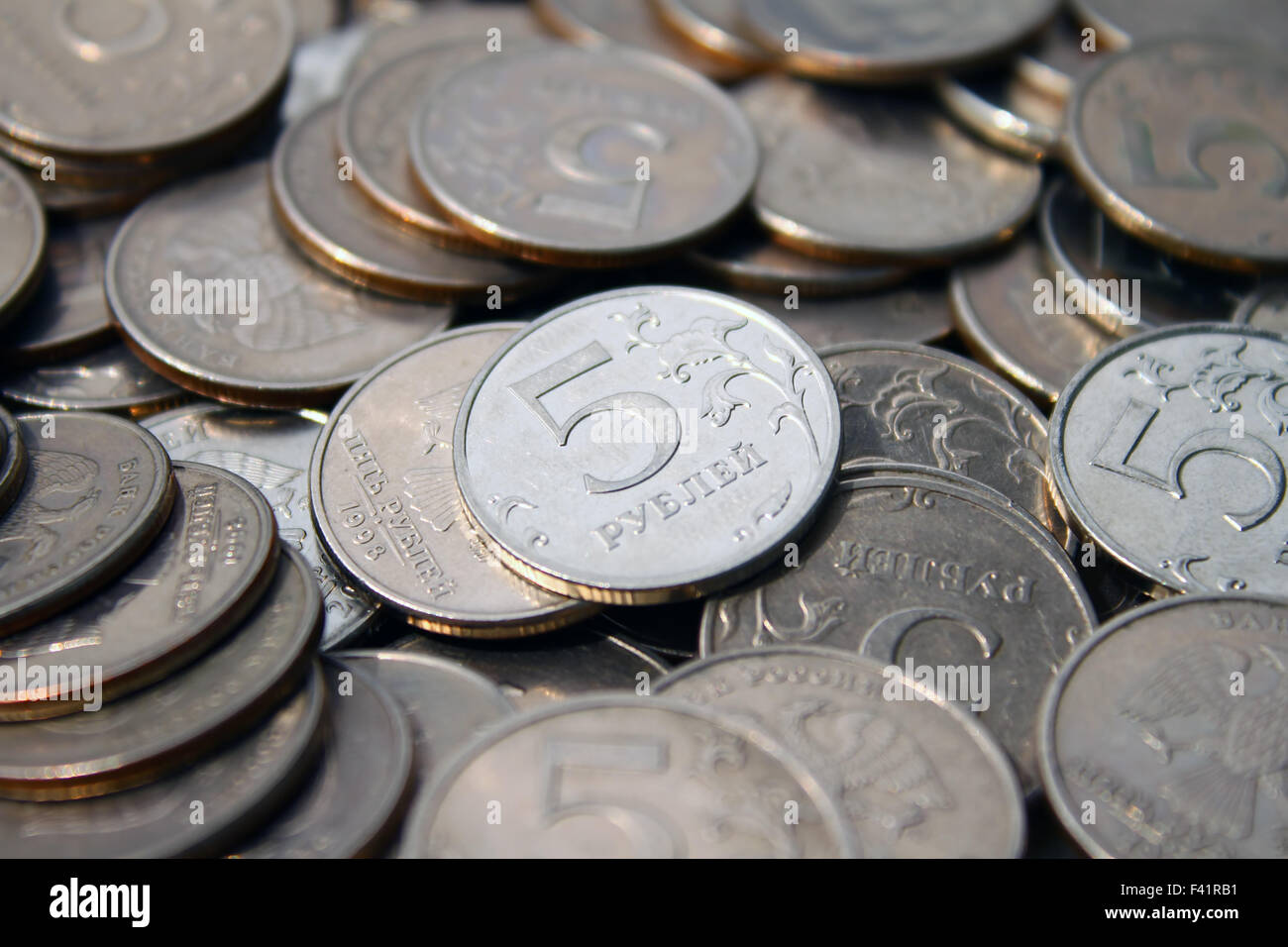 five rouble coins Stock Photo - Alamy