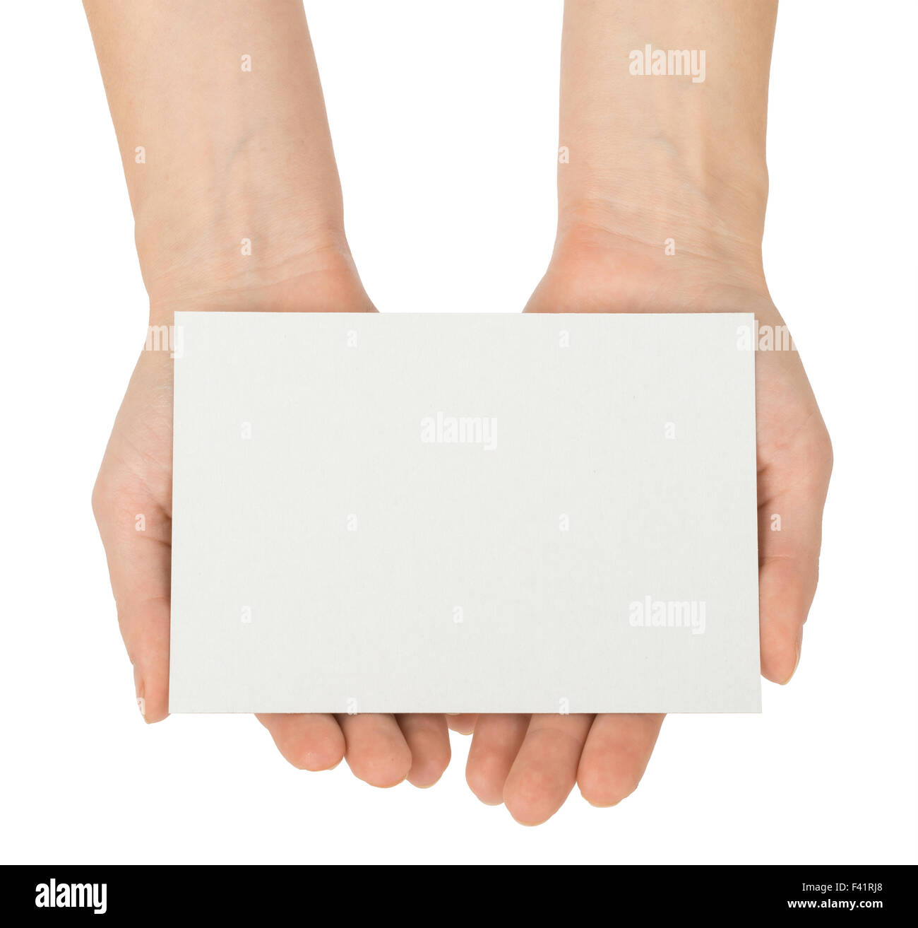 Empty card in humans hands Stock Photo - Alamy