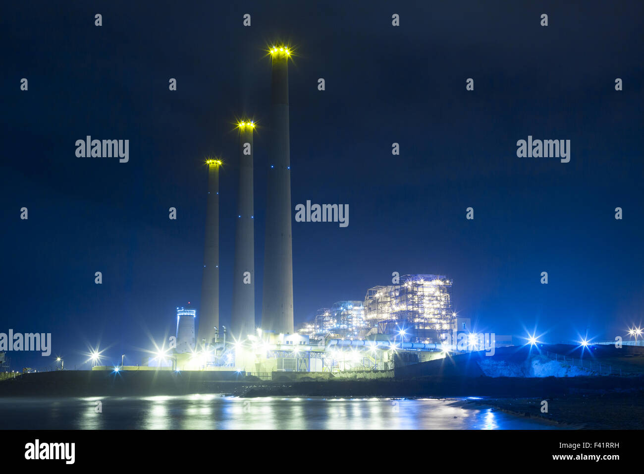 Power plant at night Stock Photo - Alamy