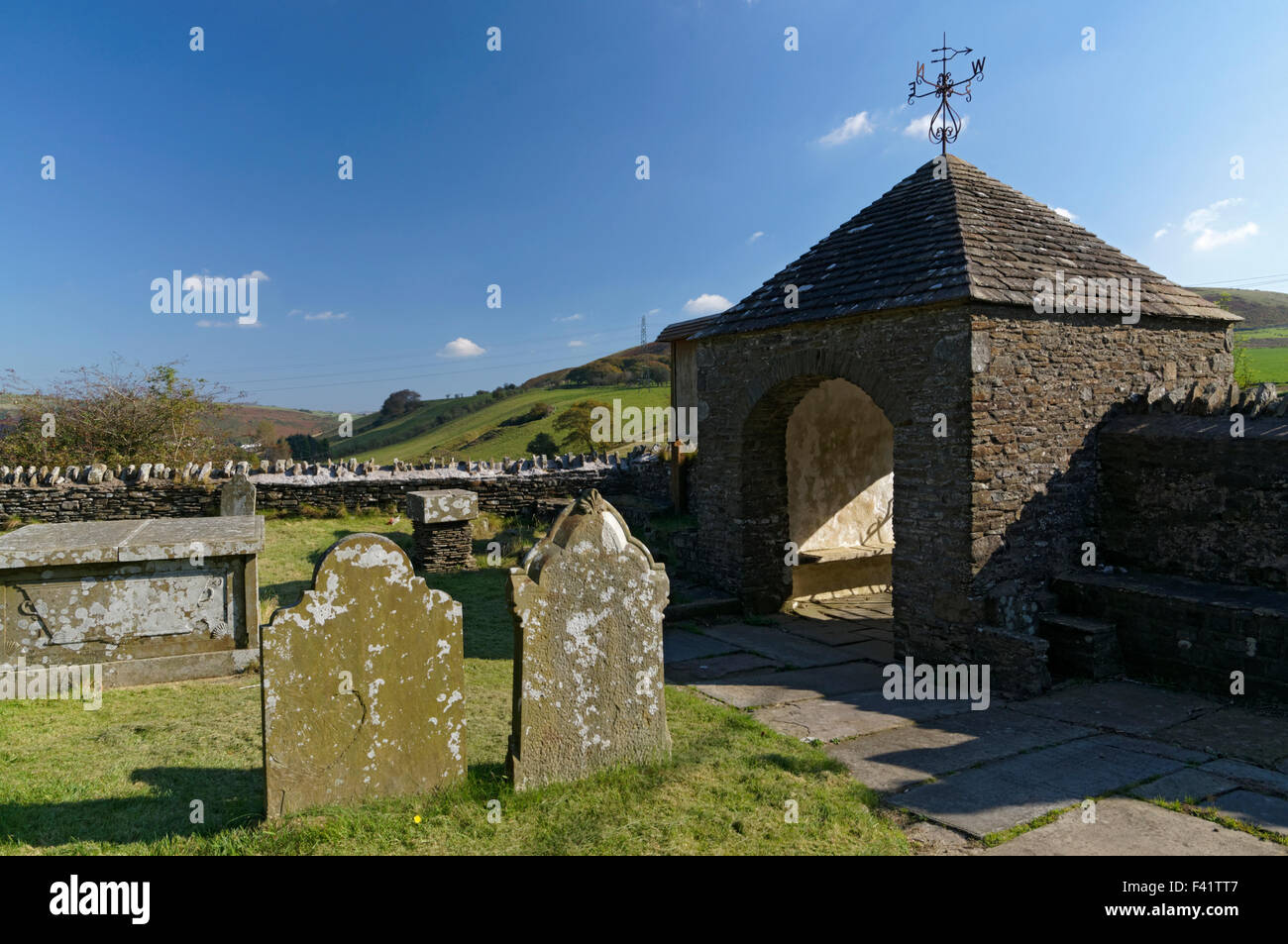 Unusual gate house of Eglwysilan parish church, between Taff valley and ...