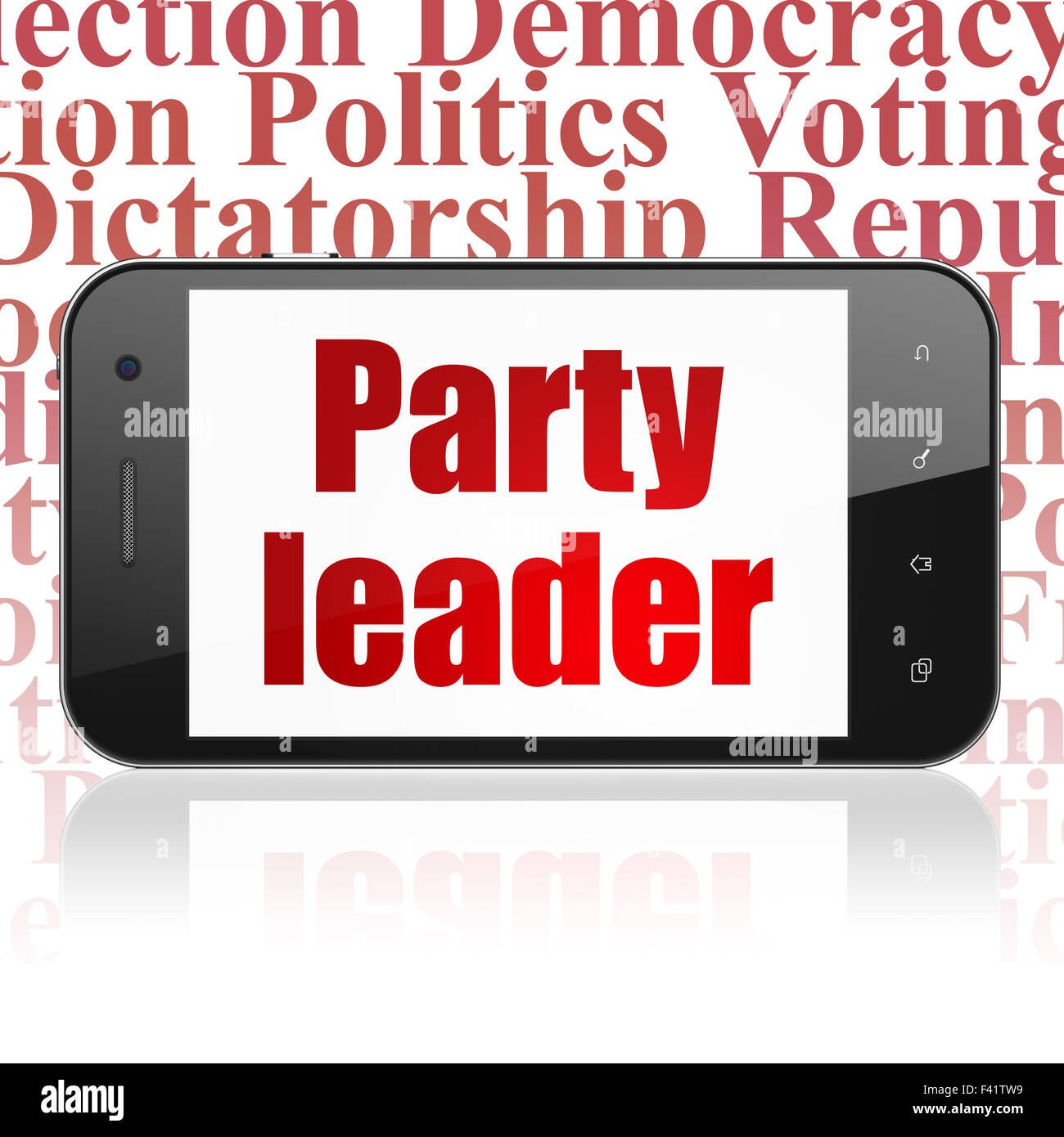 Politics concept: Smartphone with Party Leader on display Stock Photo ...