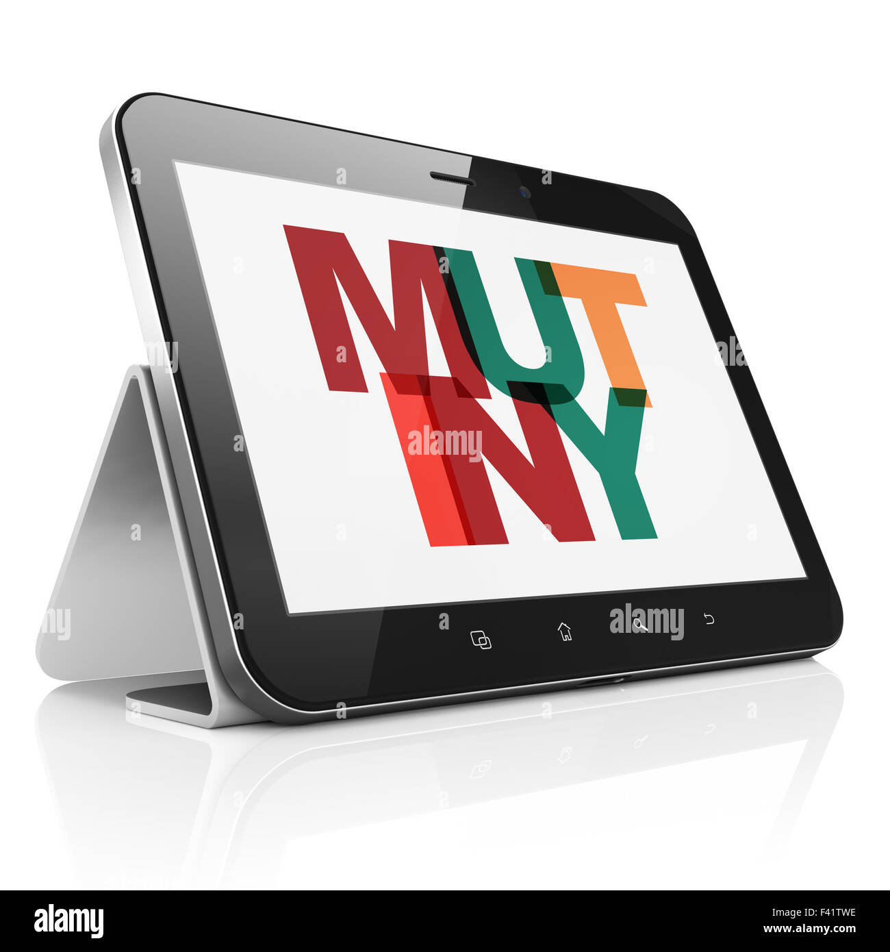 Politics concept: Tablet Computer with Mutiny on display Stock Photo ...