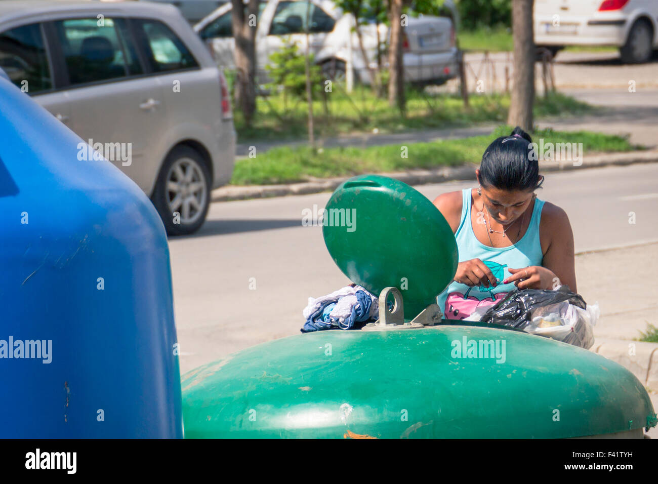 Homeless trash woman hi-res stock photography and images - Alamy