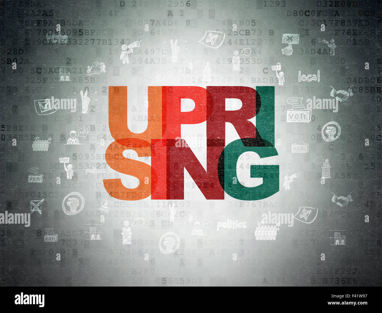 Political concept: Uprising on Digital Paper background Stock Photo - Alamy