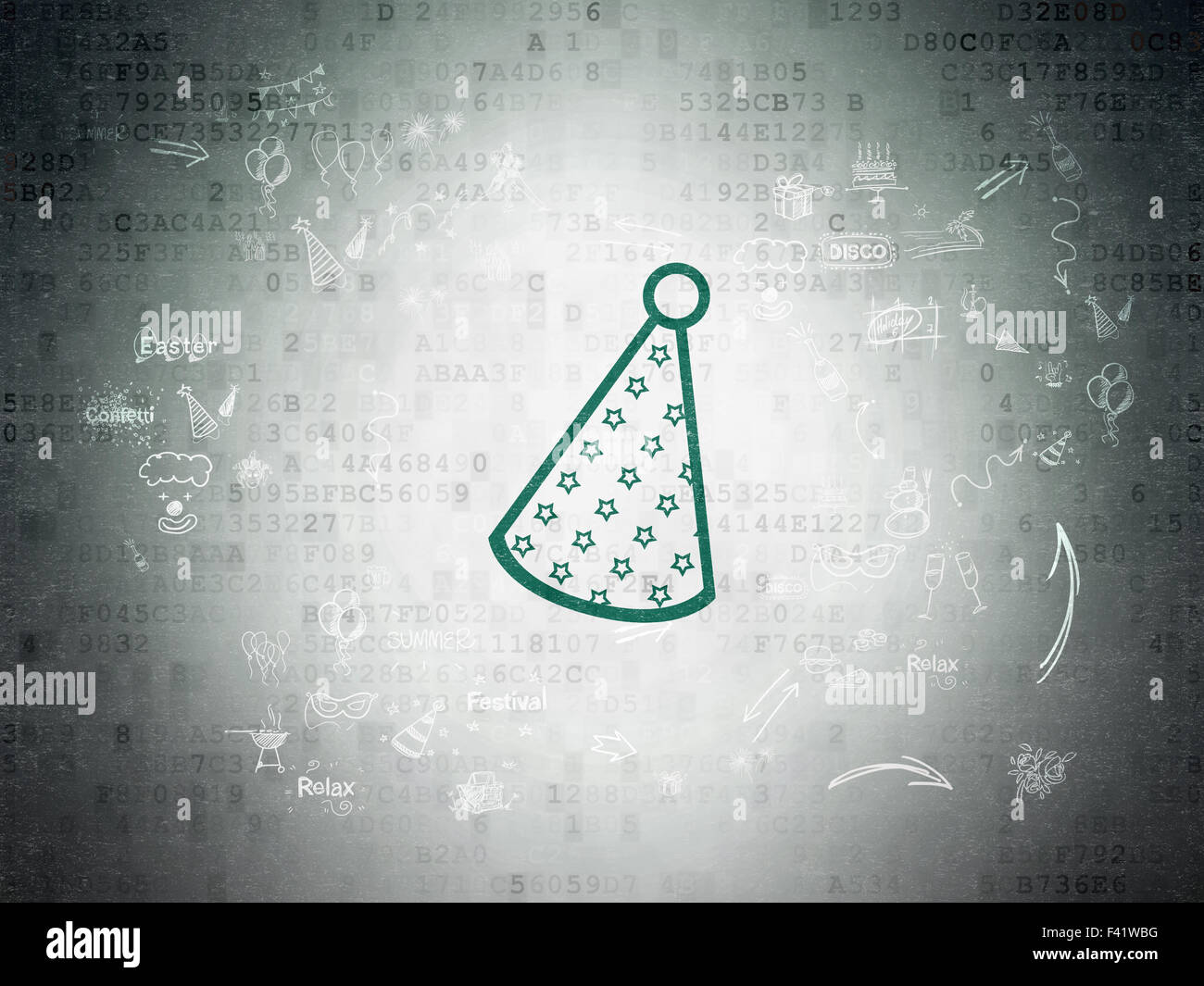 Holiday concept: Party Hat on Digital Paper background Stock Photo - Alamy