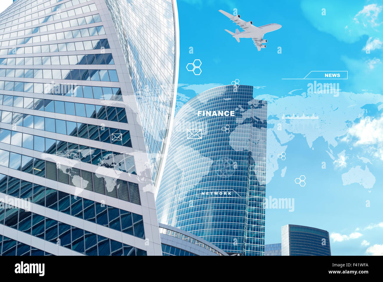 High-rise buildings with graphs Stock Photo - Alamy