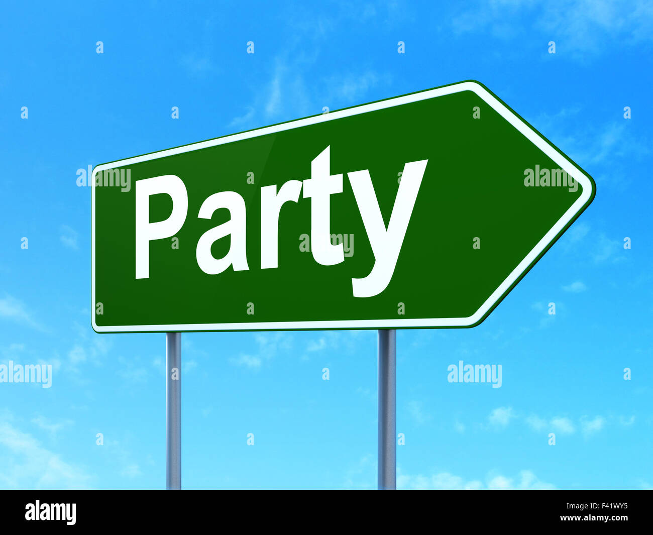 Entertainment, concept: Party on road sign background Stock Photo - Alamy