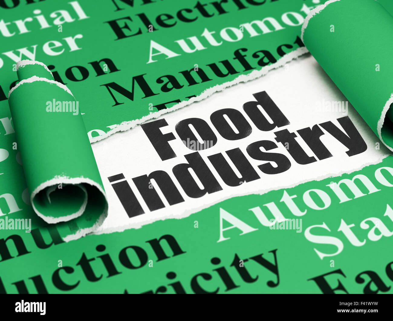 Industry concept: black text Food Industry under the piece of torn ...
