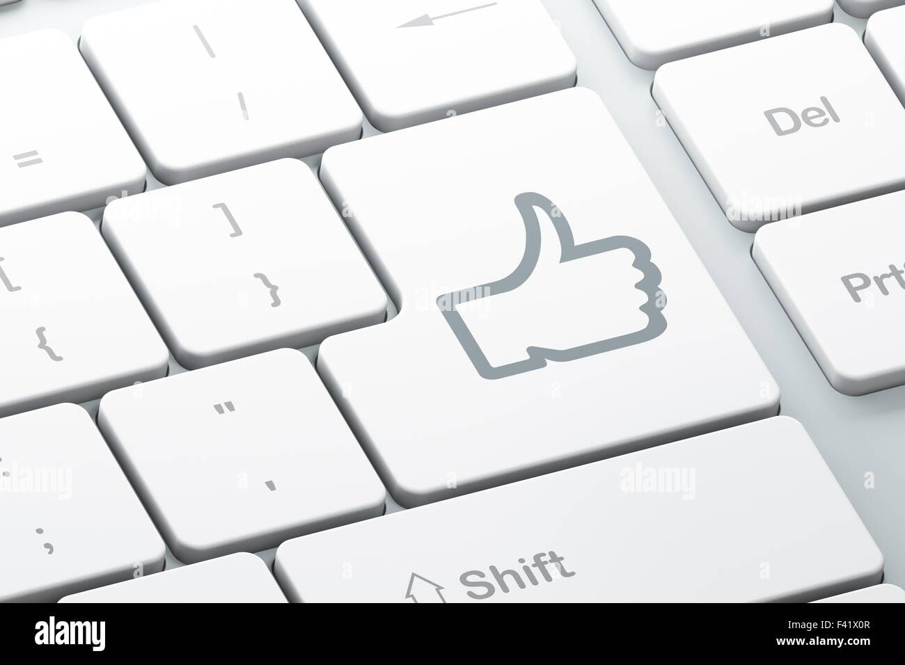 Social media concept: Thumb Up on computer keyboard background Stock ...