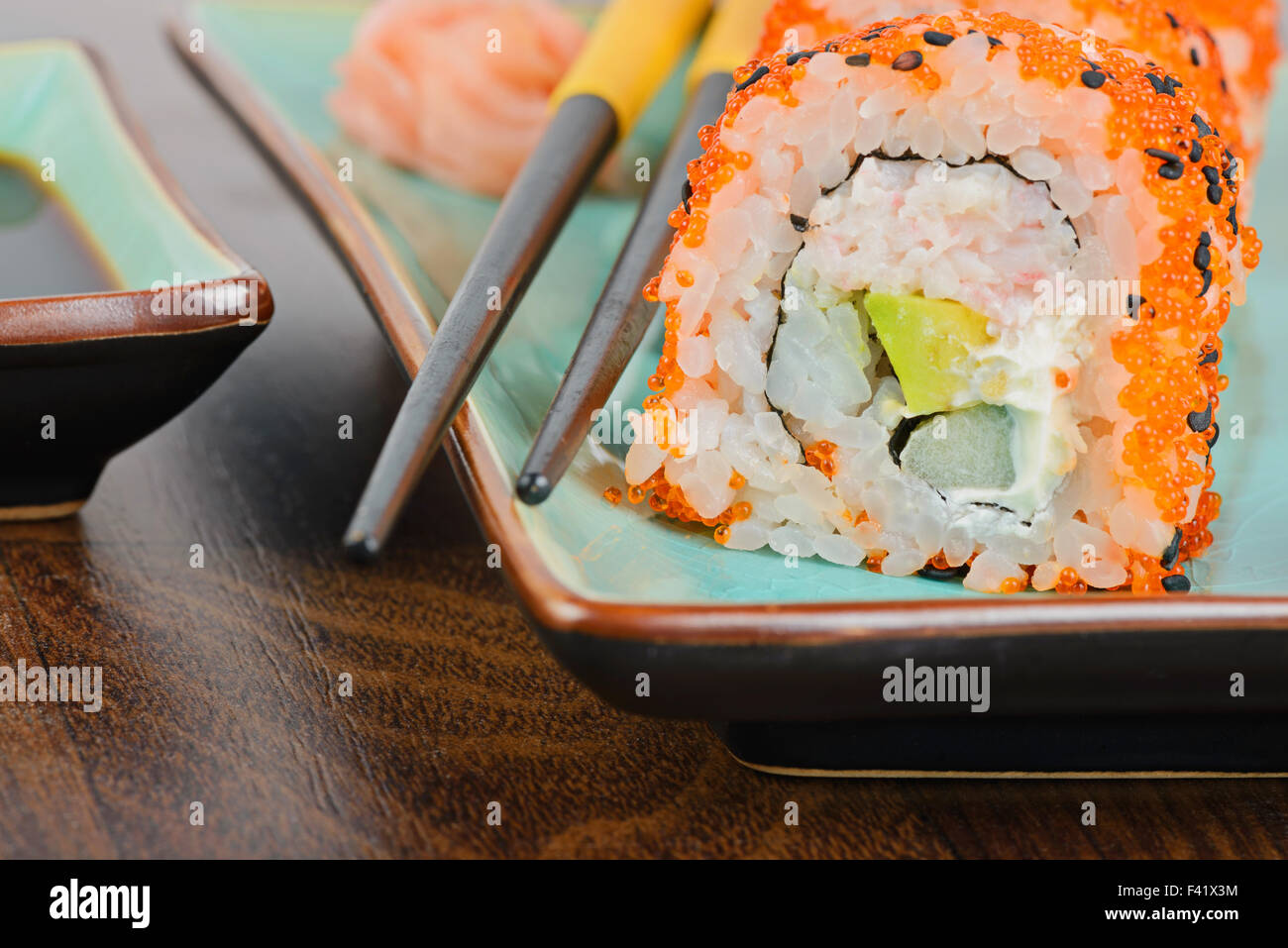 Closeup California maki sushi on the table Stock Photo - Alamy
