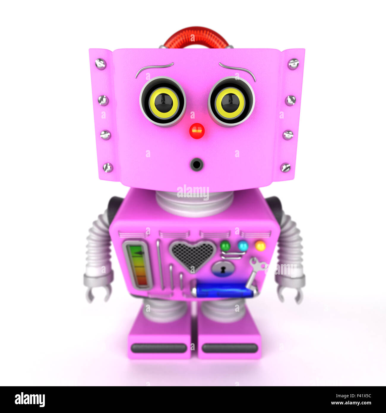 Curious pink toy robot girl Stock Photo - Alamy