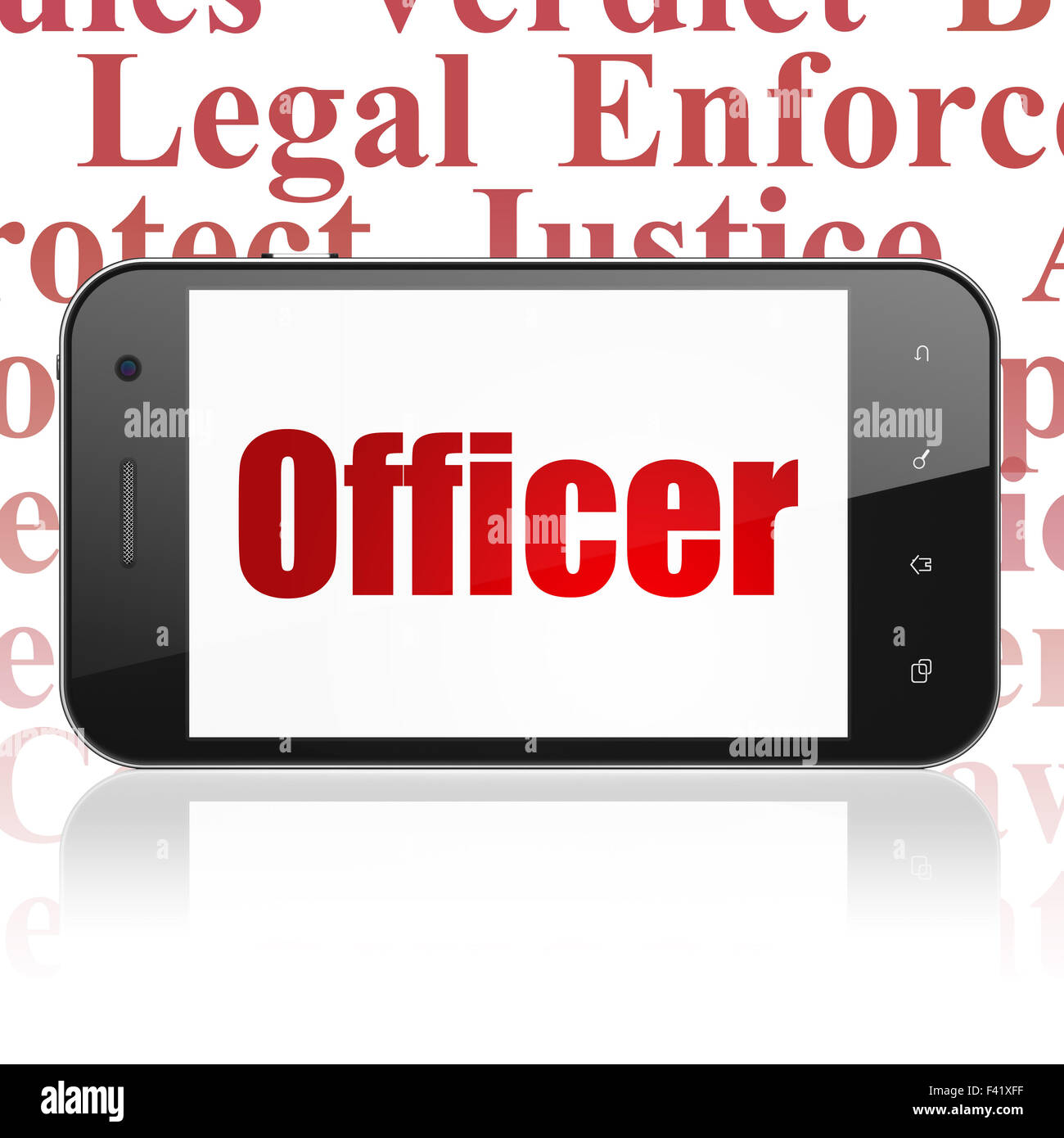 Law concept: Smartphone with Officer on display Stock Photo - Alamy