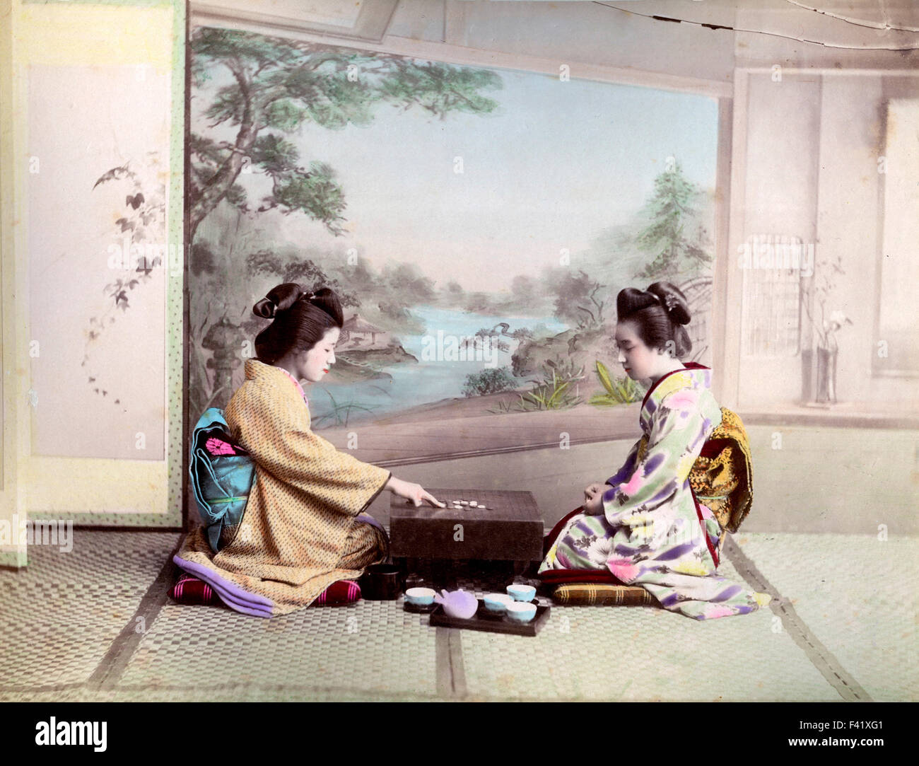 Two geishas, playing, Japan Stock Photo - Alamy