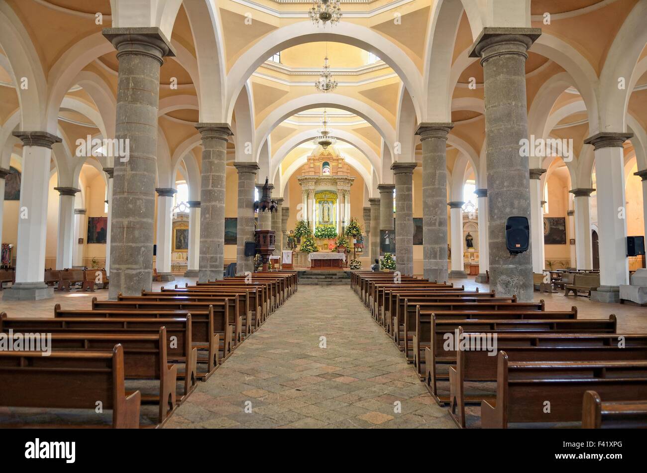 Monastery church Capilla Real, interior, Cholula, Puebla, Mexico Stock ...