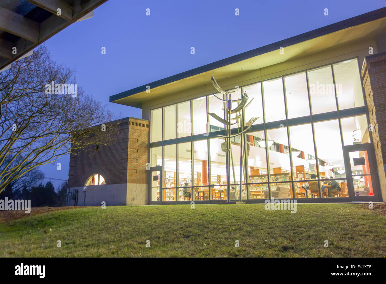 modern view of public library at night Stock Photo - Alamy