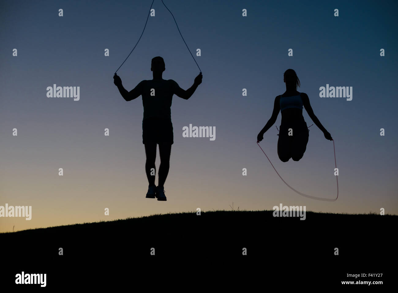 Morning warm-up on a skipping rope Stock Photo - Alamy